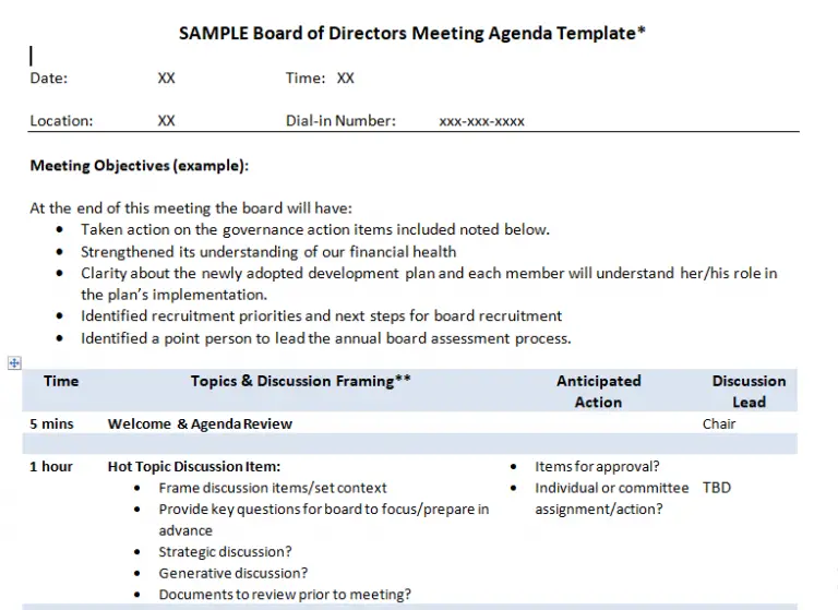 7+ Board Meeting Agenda Template Download [PDF, Word]