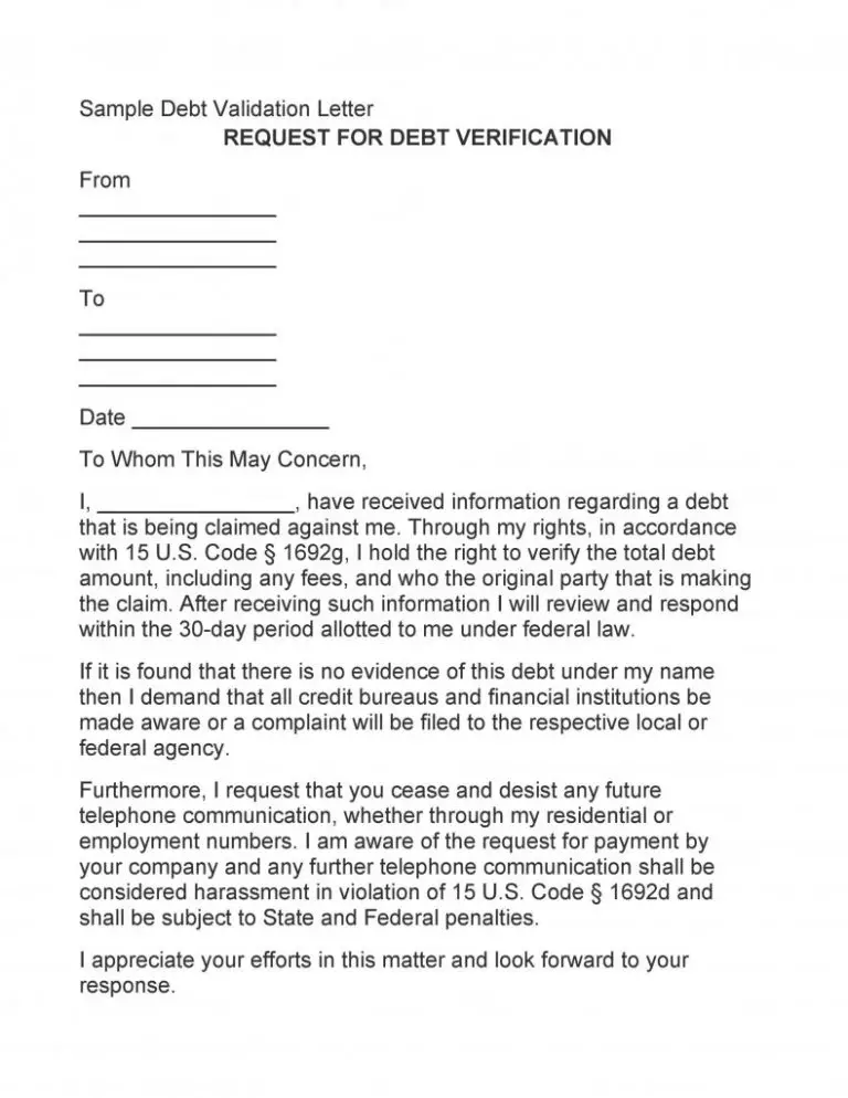 12 Debt Validation Letter Samples Editable Download Word PDF 