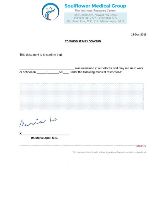 Fake Doctor Note Template