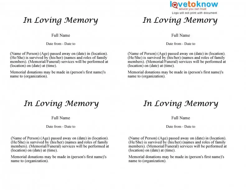 11 Obituary Template And Samples Download 2021 Word PDF 