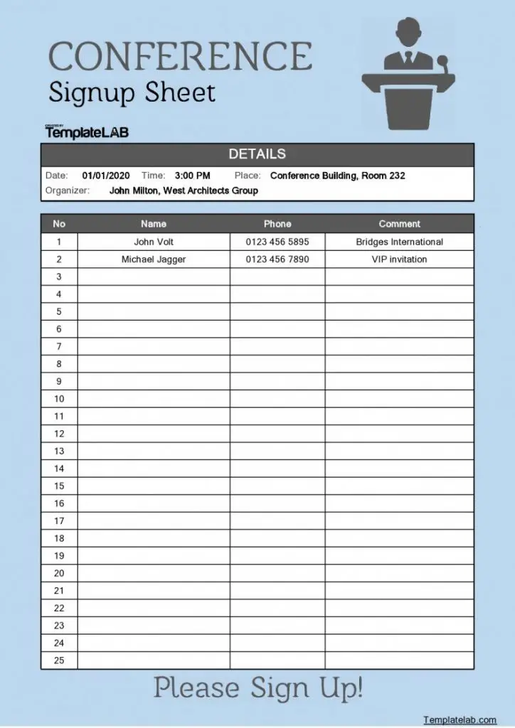 13 Sign Up Sheet Template - Sign In Sheet Download [Word,PDF]
