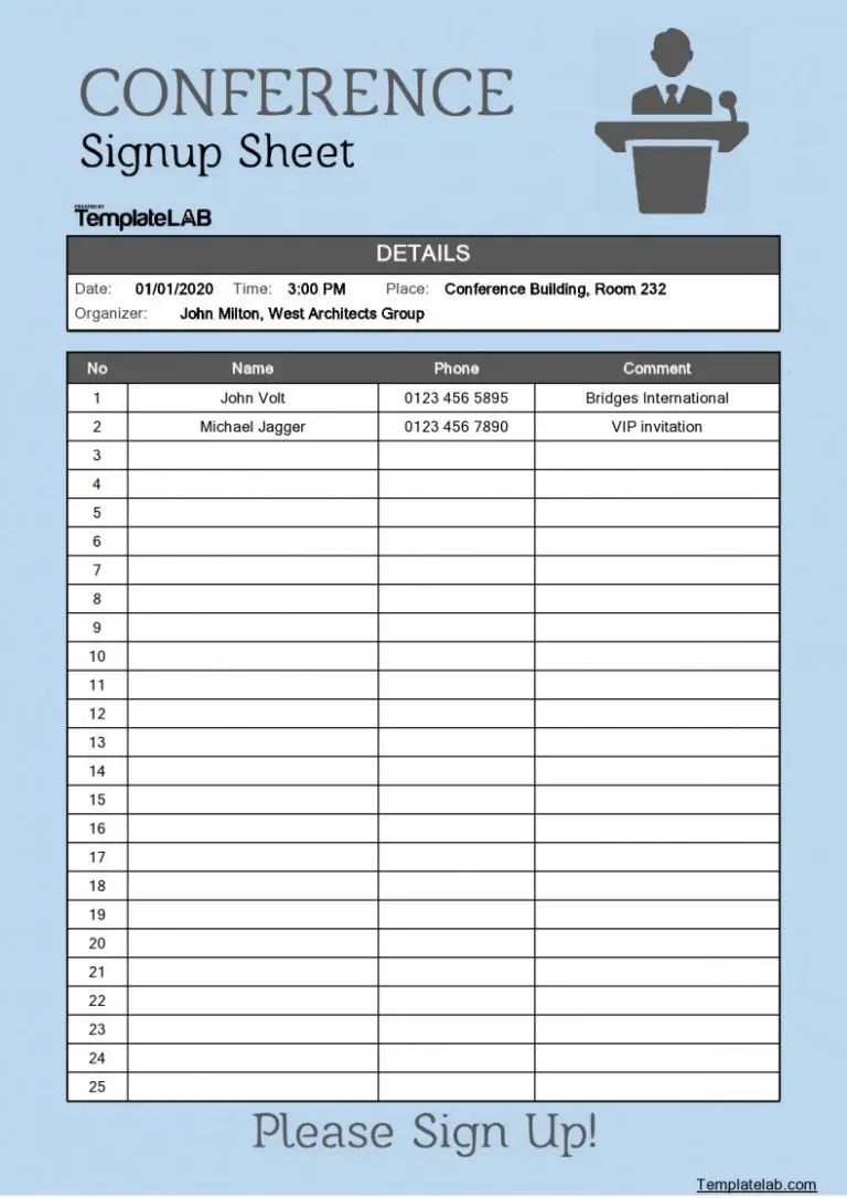 13 Sign Up Sheet Template - Sign In Sheet Download [Word,PDF]