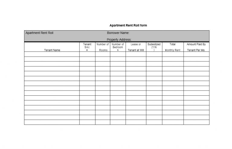 11+ Rent Roll Template Editable Free Download [Word, PDF]