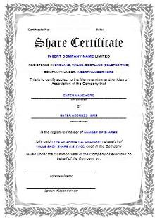 Share Certificate Word Template