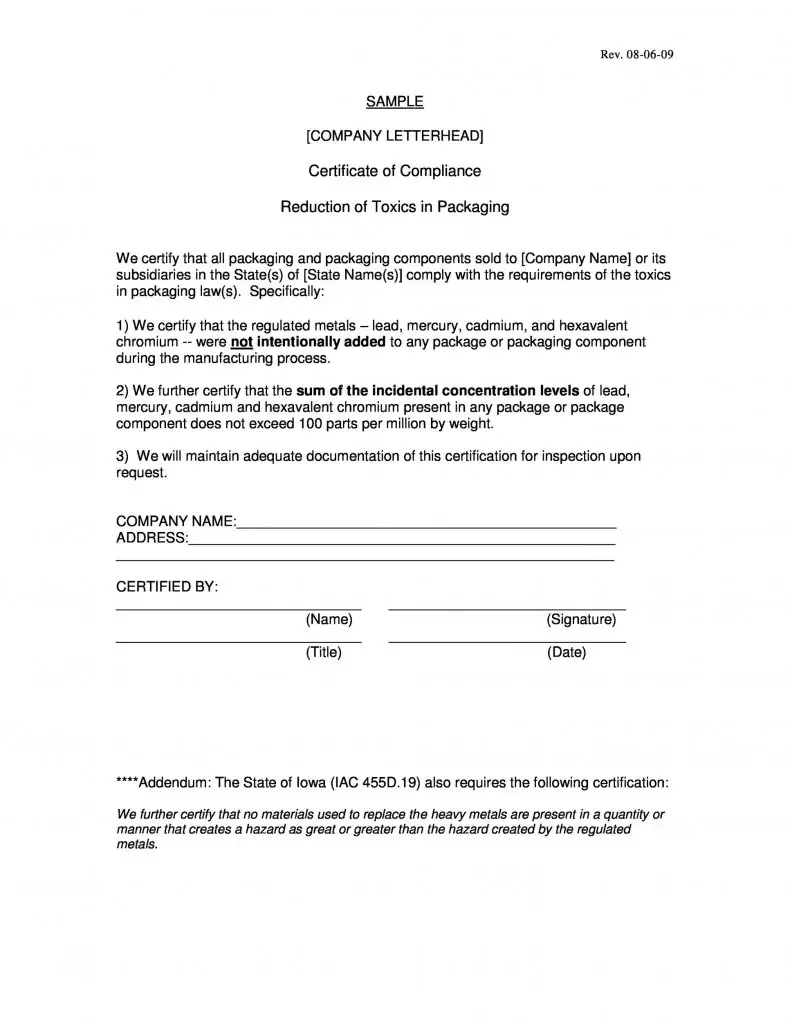9 Certificate Of Conformance Template Download Word PDF Doc 
