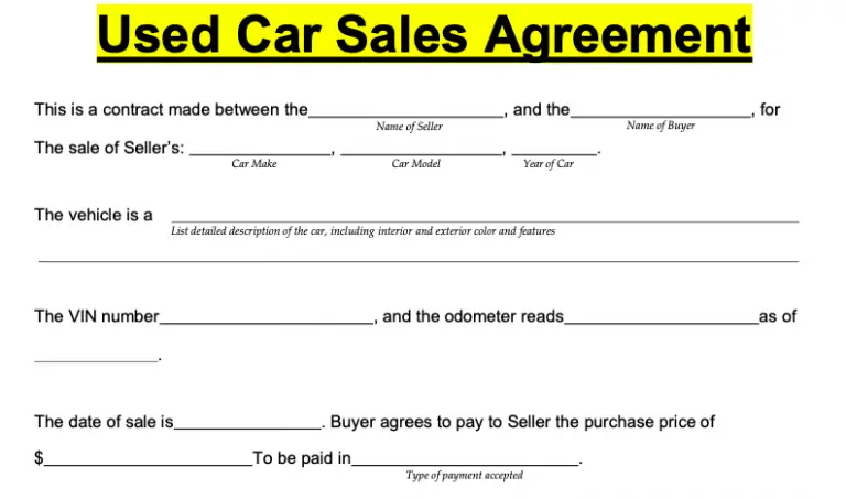 11+ Printable Vehicle Purchase Agreement Templates [Free Download]