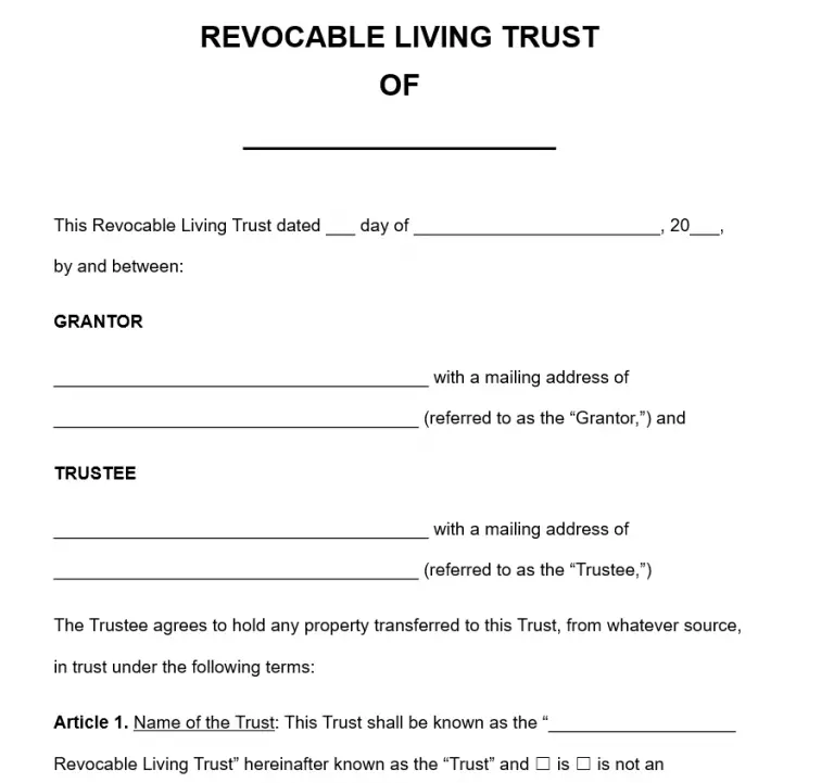 7+ Living Trust Forms Template EDITABLE Free [Word, PDF, Doc]
