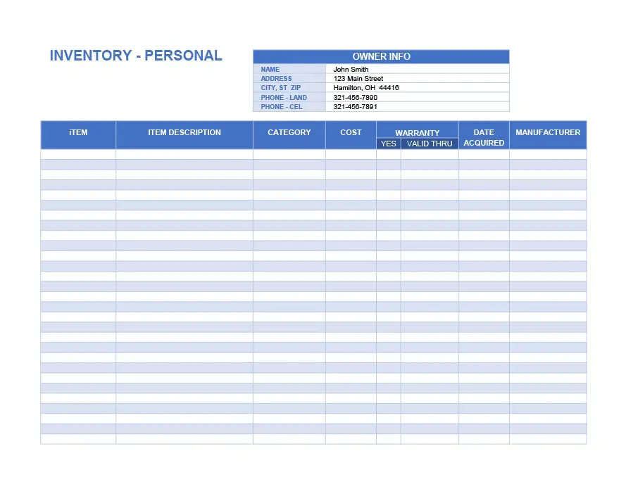 15 Inventory List Template FREE Printable Word PDF Excel Best 